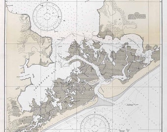 New River Inlet North Carolina Historical Map 1917 Nautical Chart Print ...