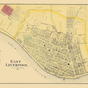 1877 Town Map of East Liverpool Columbiana County Ohio - Etsy