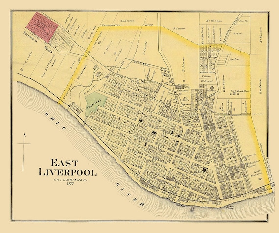 1877 Town Map of East Liverpool Columbiana County Ohio - Etsy