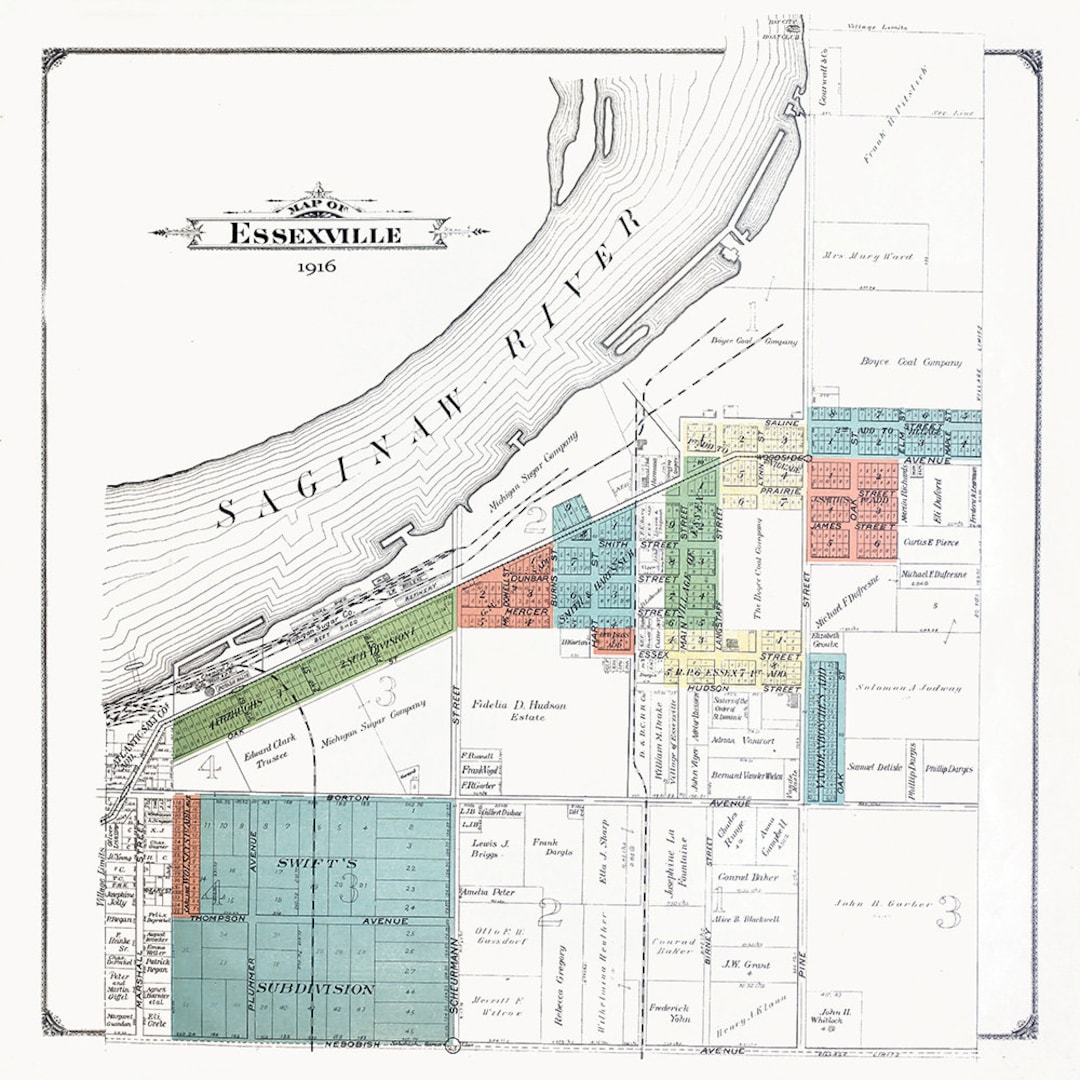 1916 Map of Essexville Bay County Michigan - Etsy