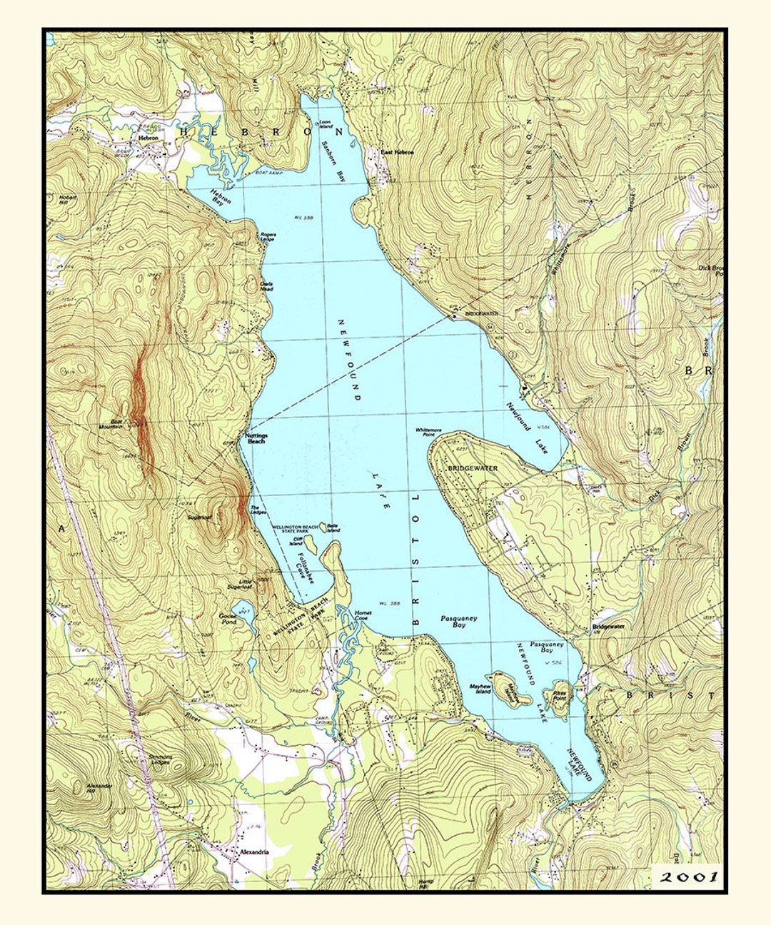 2001 Map of Newfound Lake New Hampshire - Etsy
