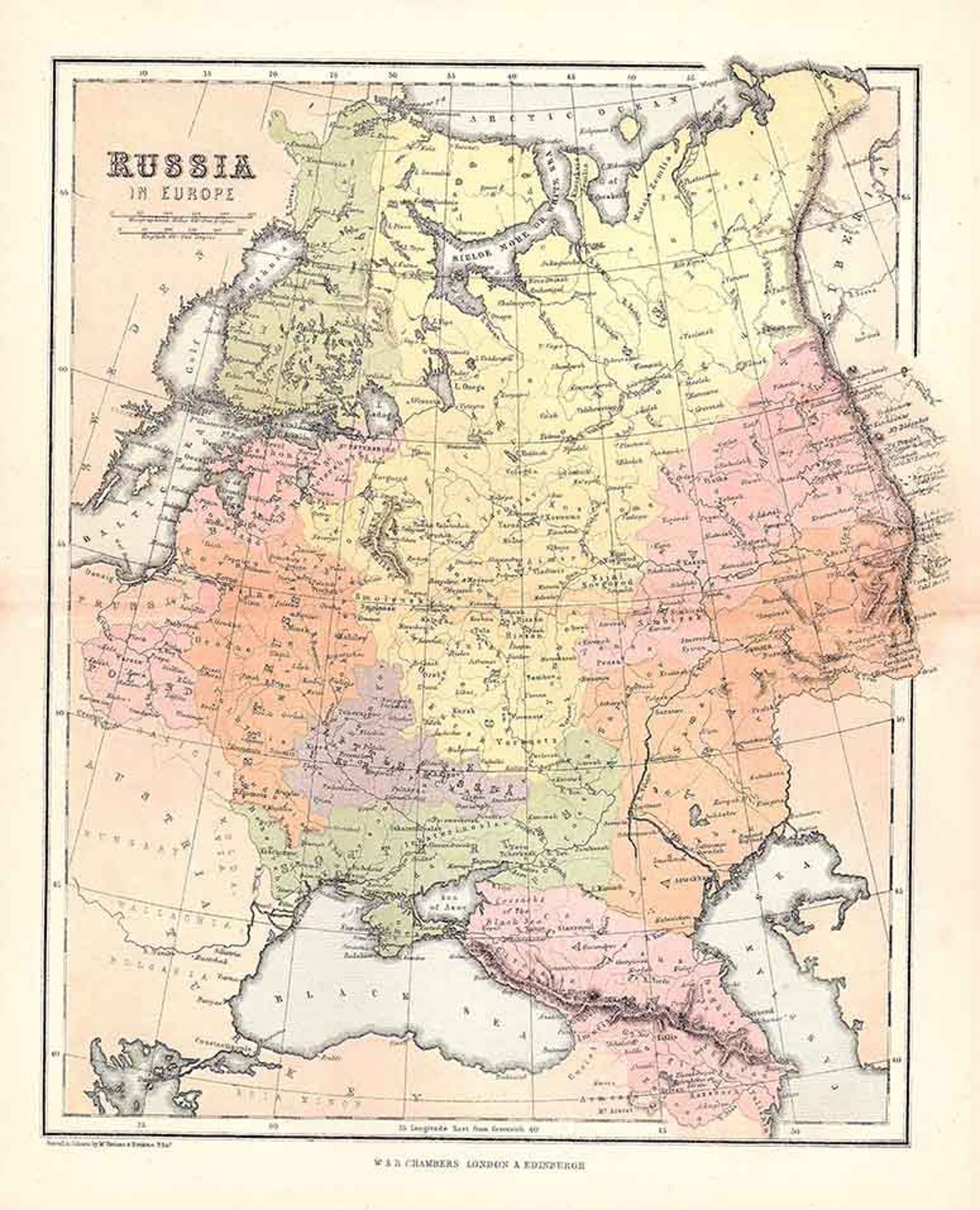 1874 Map of Russia in Europe - Etsy UK