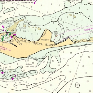 1996 Nautical Chart of Pine Island Sound Florida North Captiva Island ...