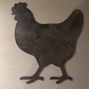 Rustic Recycled Metal Large Steel Farm Hen Chicken Sign Emblem Plaque ...