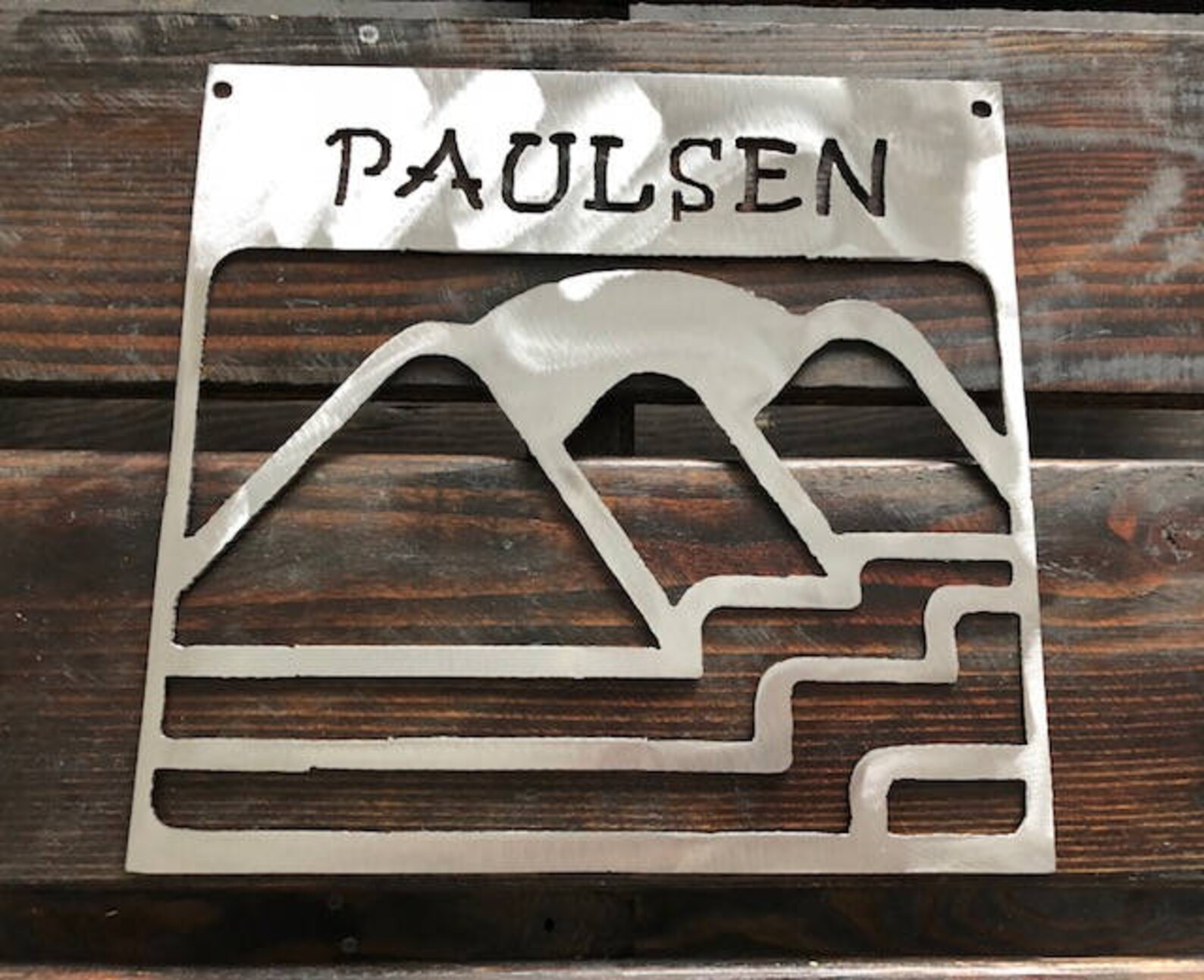 Handmade Steel Metal Mountain Sign Plaque Front Door Decor | Etsy