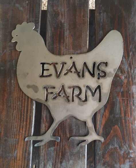 Rustic Recycled Metal Large Steel Farm Hen Chicken Sign Emblem | Etsy