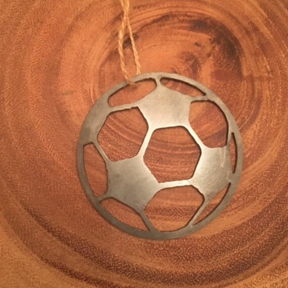 Rustic Recycled Steel Metal Soccer Ball Christmas Ornament | Etsy