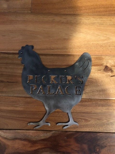 Rustic Recycled Steel Metal Chicken Hen Plaque Wall Decor Sign | Etsy