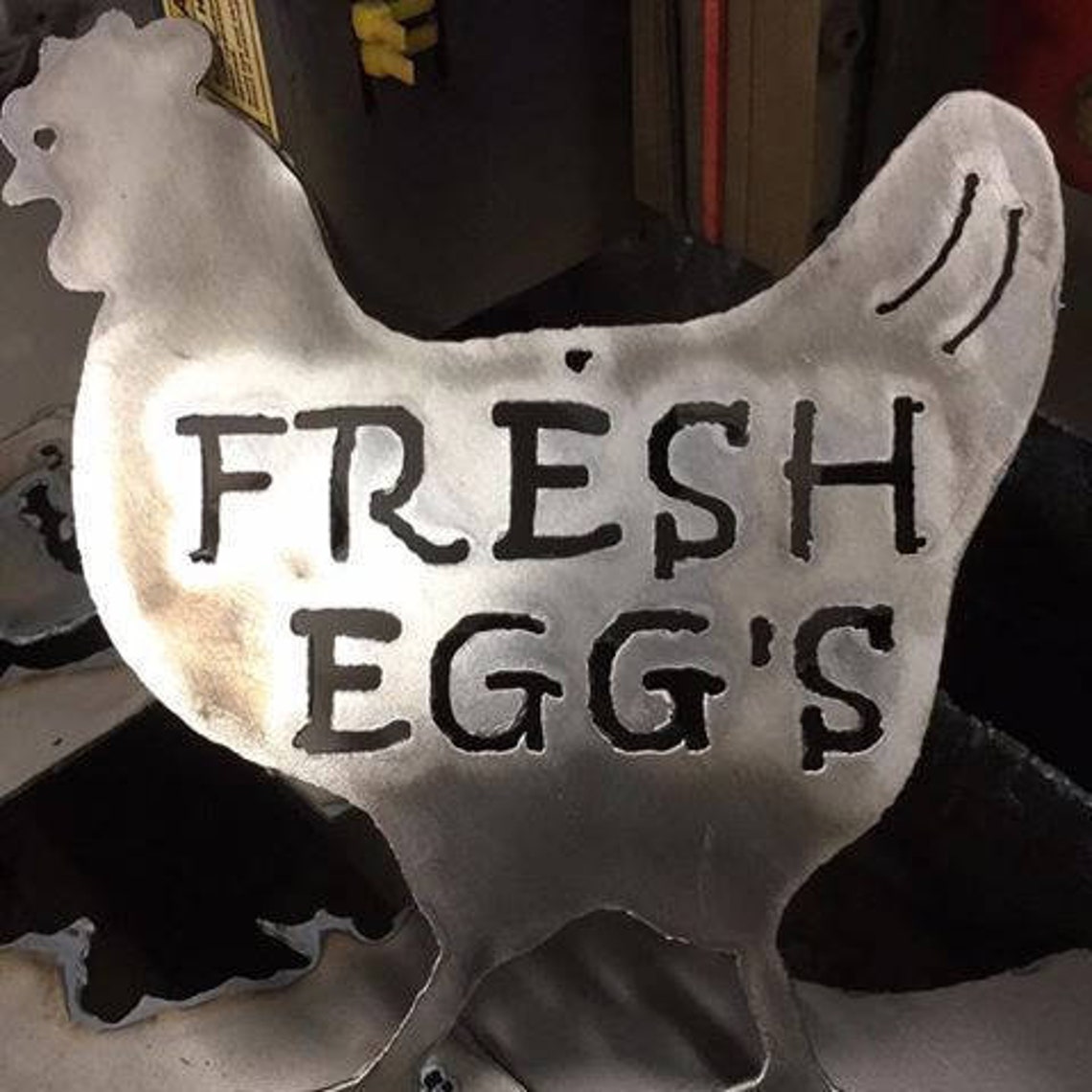 Rustic Recycled Steel Metal Chicken Hen Plaque Wall Decor Sign | Etsy