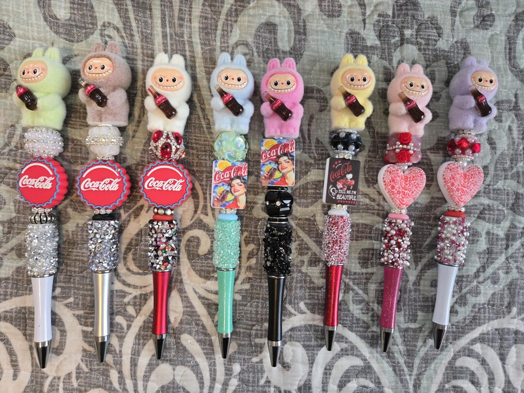 LABUBU Soda TOPPED Fancy PEN | Cute Custom Beaded | Fun Gift | Office ...