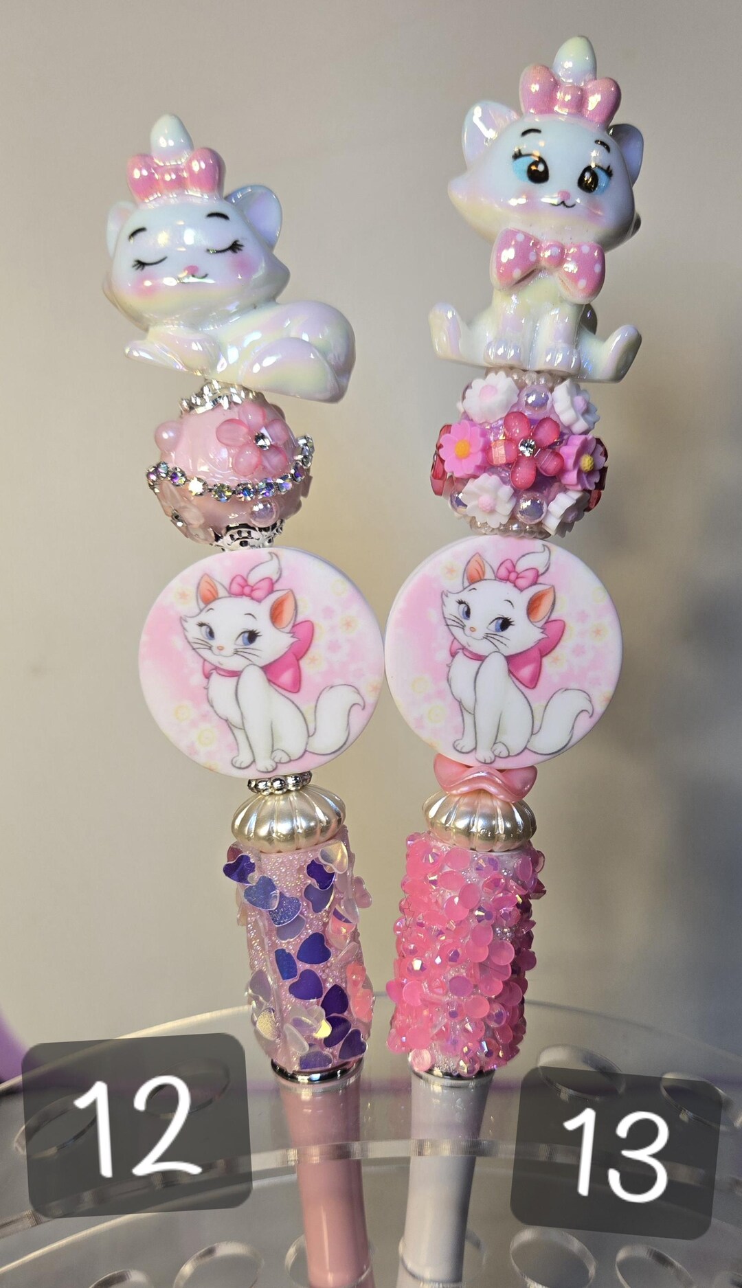 MARIE White Cat Fancy PEN | Cute Custom Beaded Pens | Fun Gift | Office | Present | Stationery ...