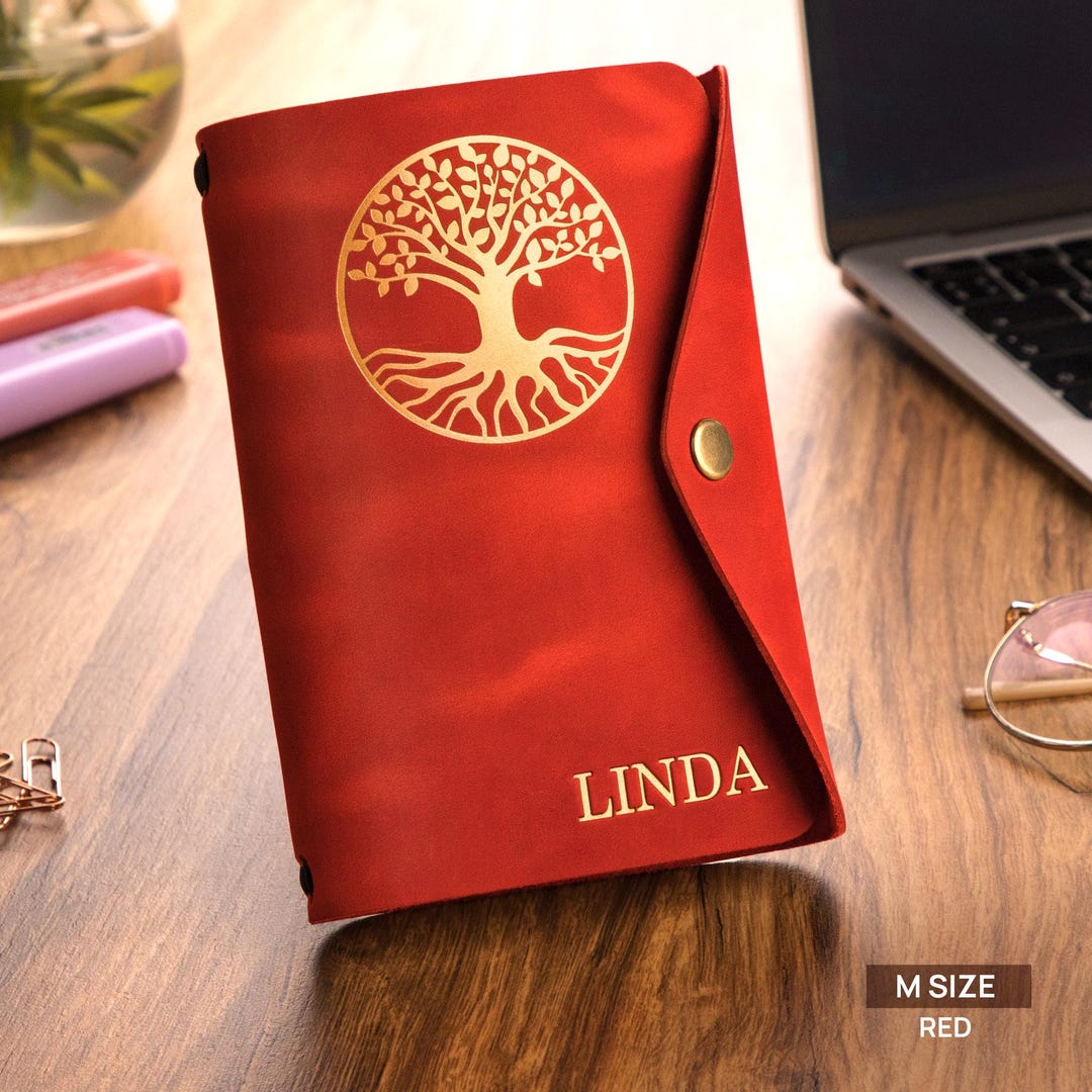 Personalized Leather Journal With Monogram, Engraved Leather Notebook ...