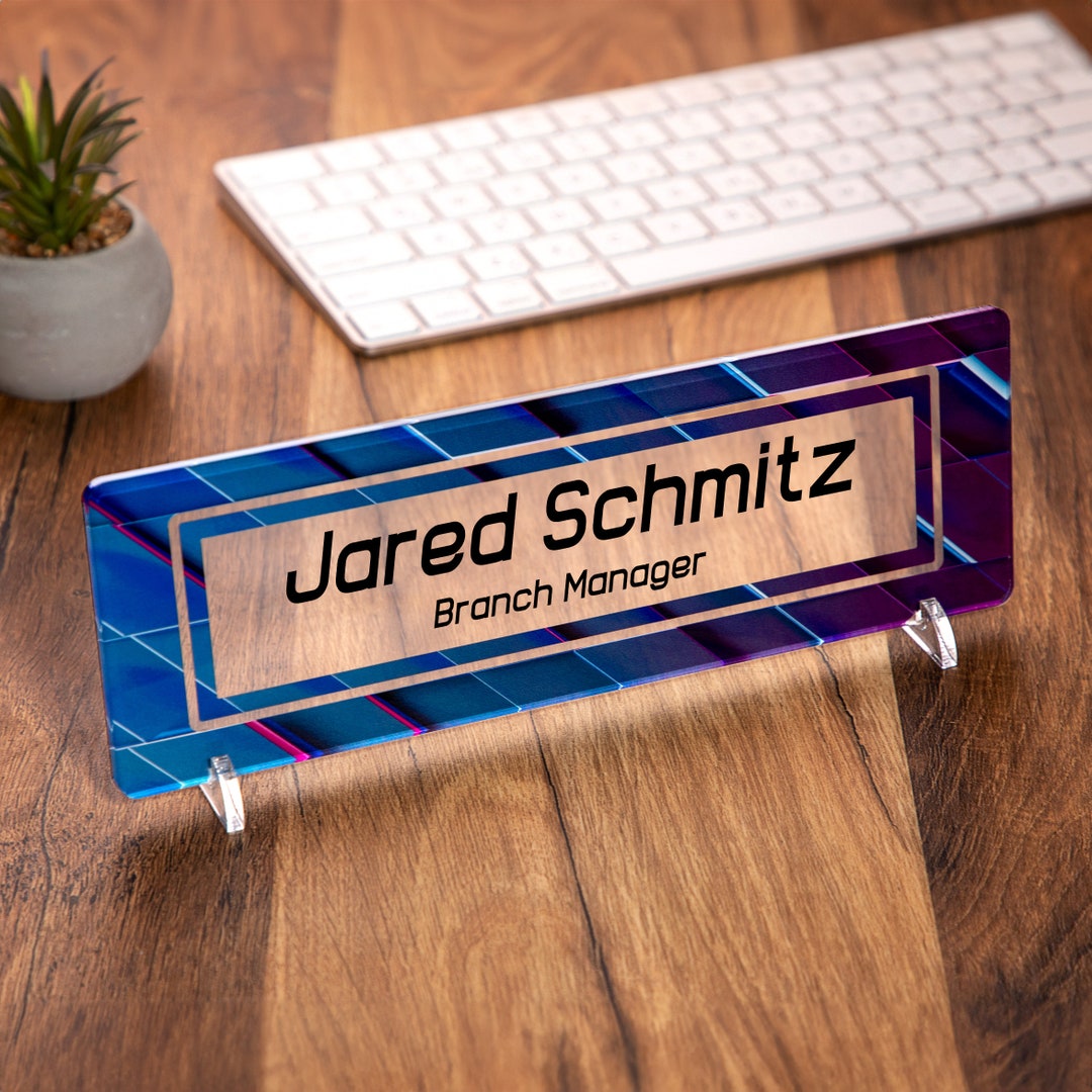 Office Manager Desk Name Plate, Clear Acrylic Plaque Sign, New Worker ...