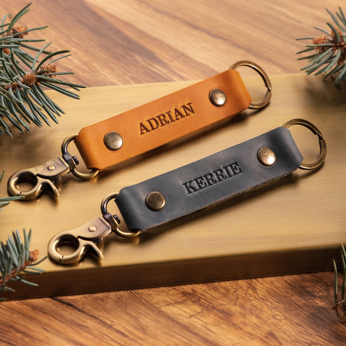 Personalized Leather Keyfob, Custom Leather Keyfob With Trigger Snap ...