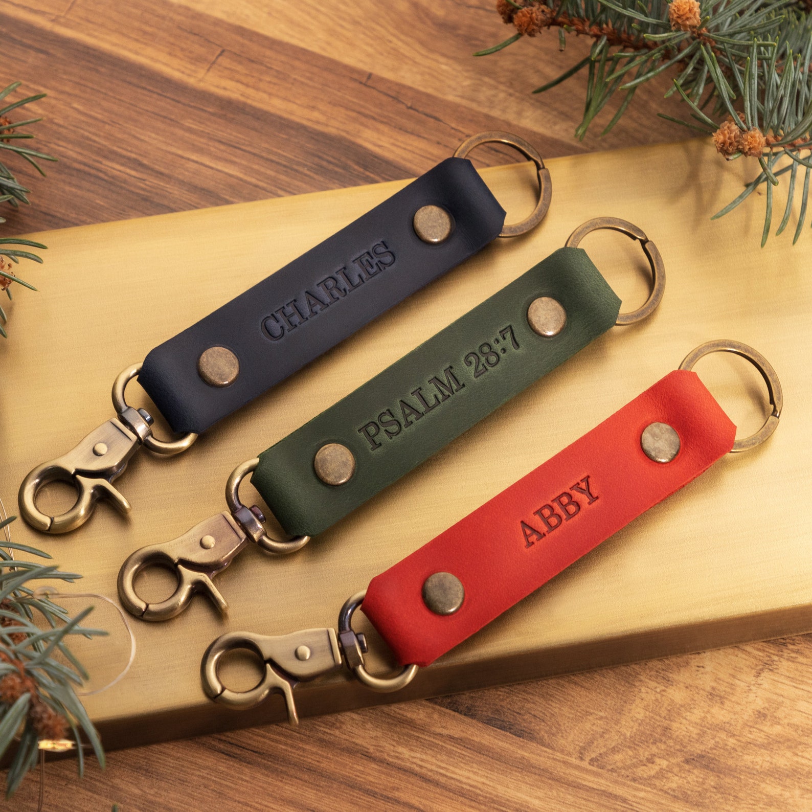 Personalized Leather Keychain With Snap Clip, Leather Key Fob With Snap ...