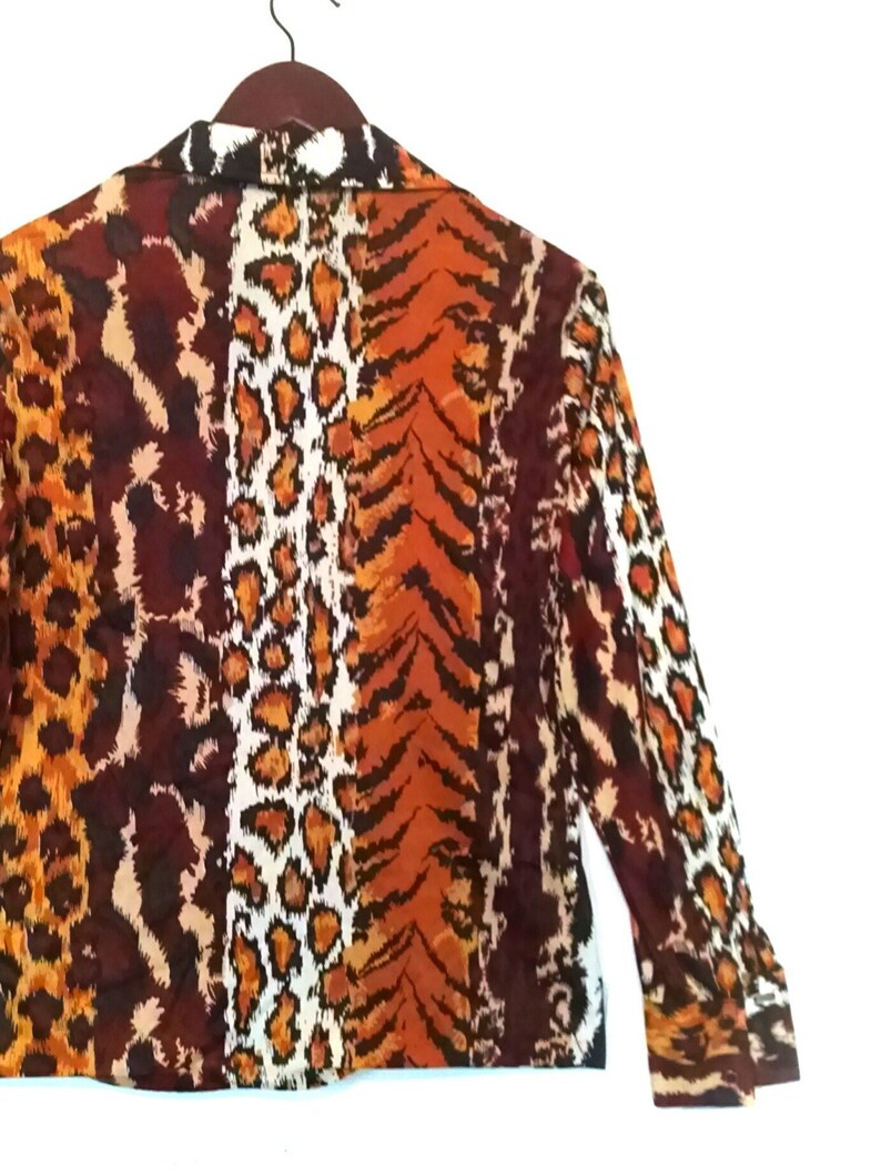 Vintage 1970s Leopard Print Disco Fever Animal Print Button Down Blouse ...