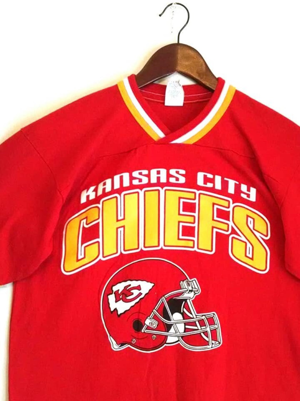 Vintage Kansas City Chiefs KC NFL Vneck Cotton Jersey Shirt | Etsy