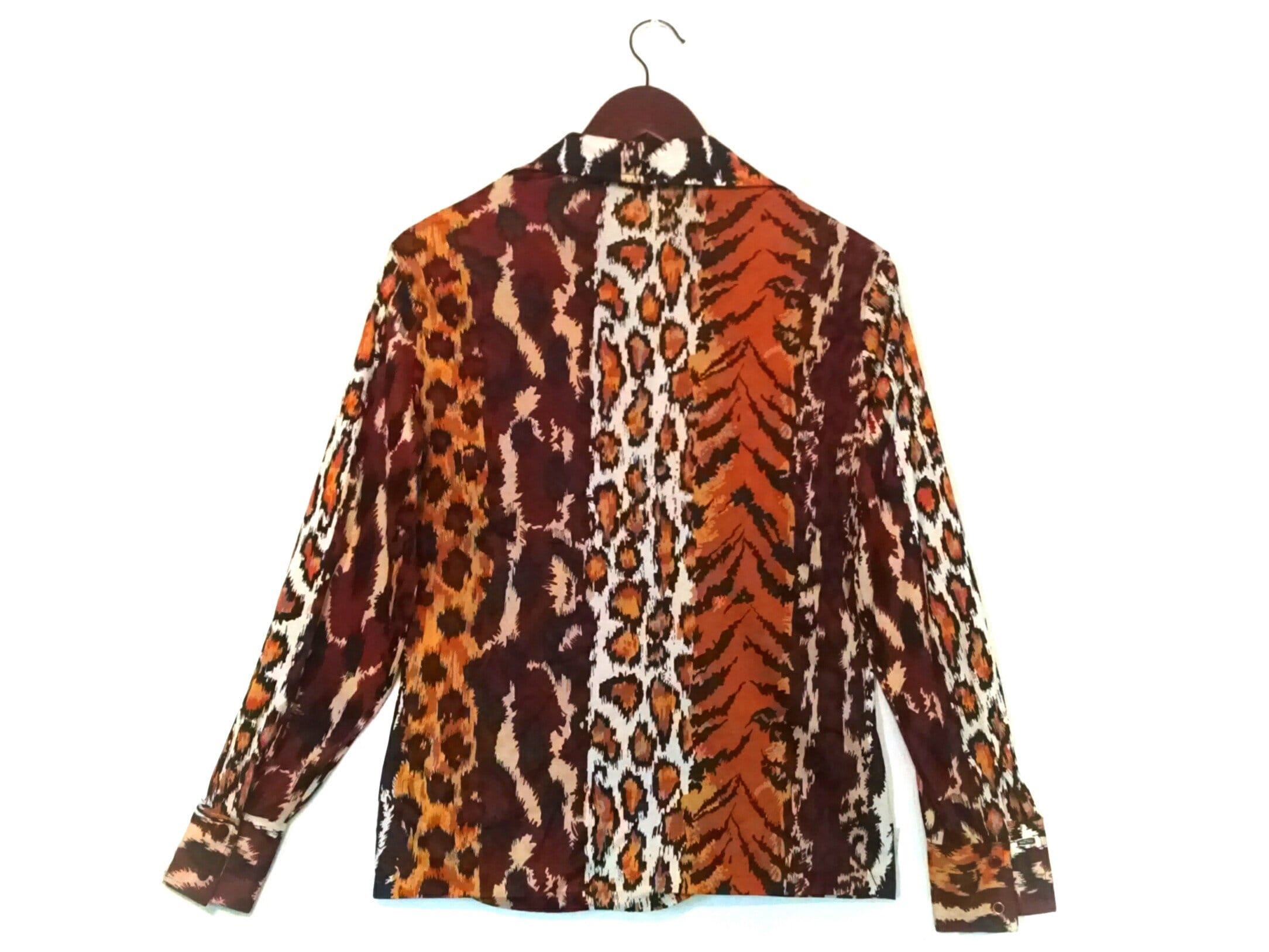 Vintage 1970s Leopard Print Disco Fever Animal Print Button Down Blouse ...