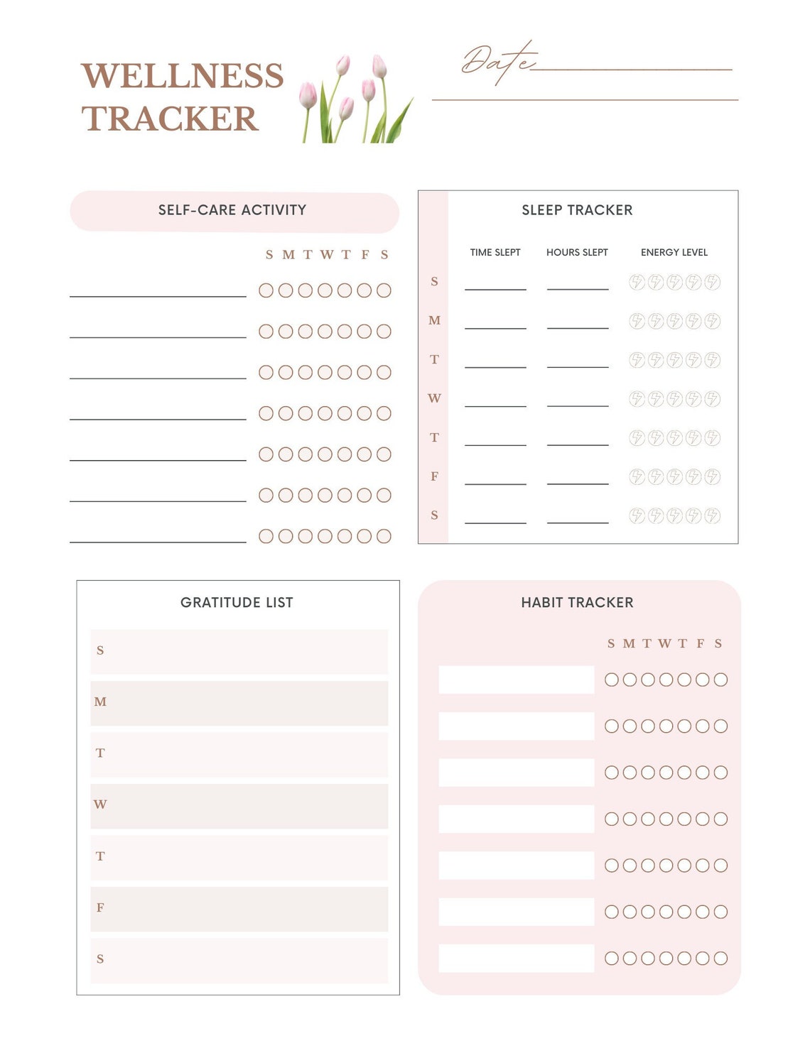 Printable Weekly Wellness Tracker - Etsy