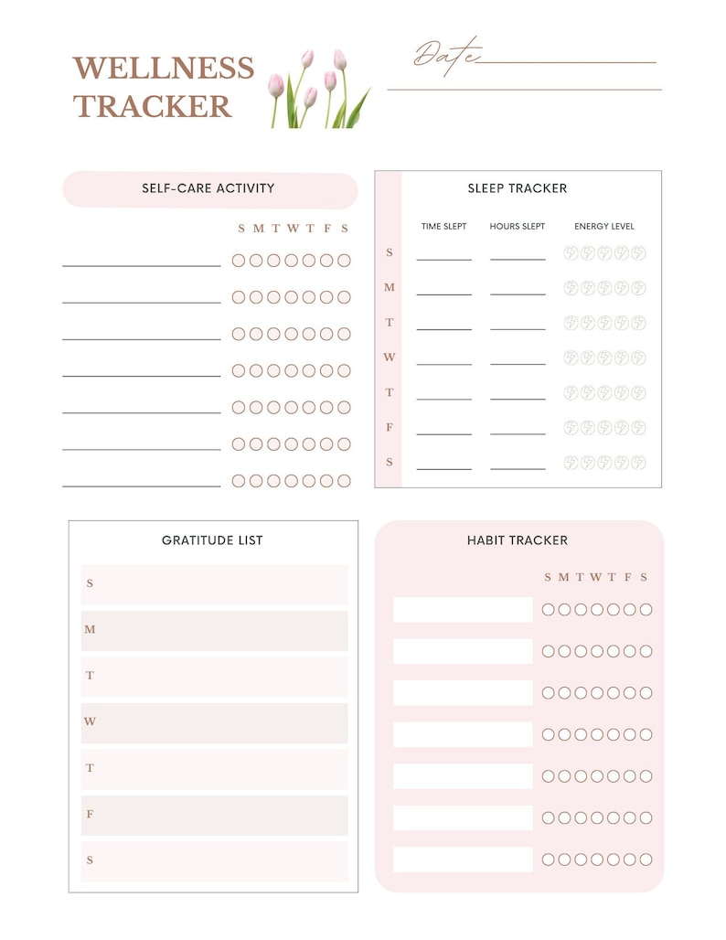 Printable Weekly Wellness Tracker - Etsy