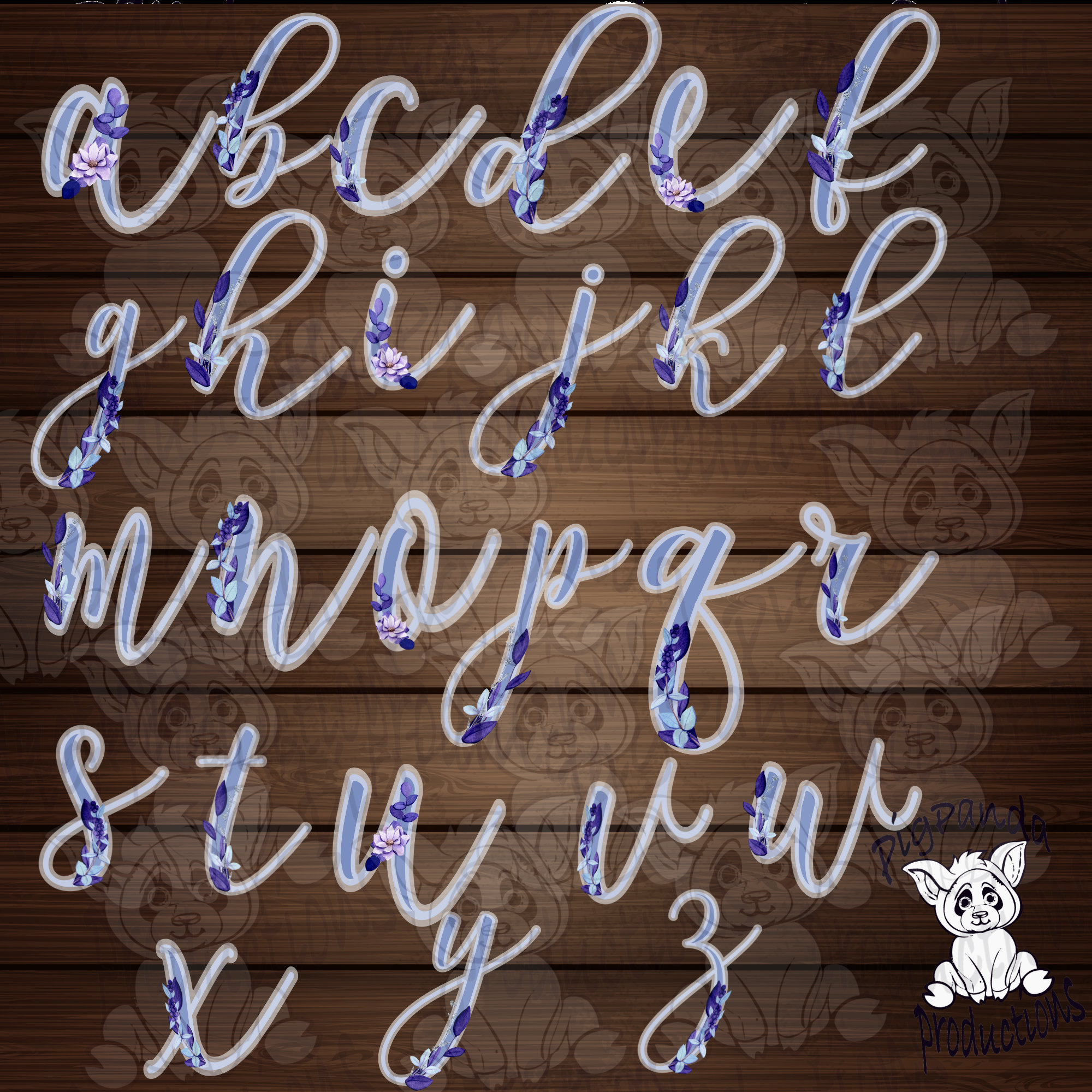 Purple Floral Cursive PNG Letters A-Z PNG Alphabet Personal Wedding ...