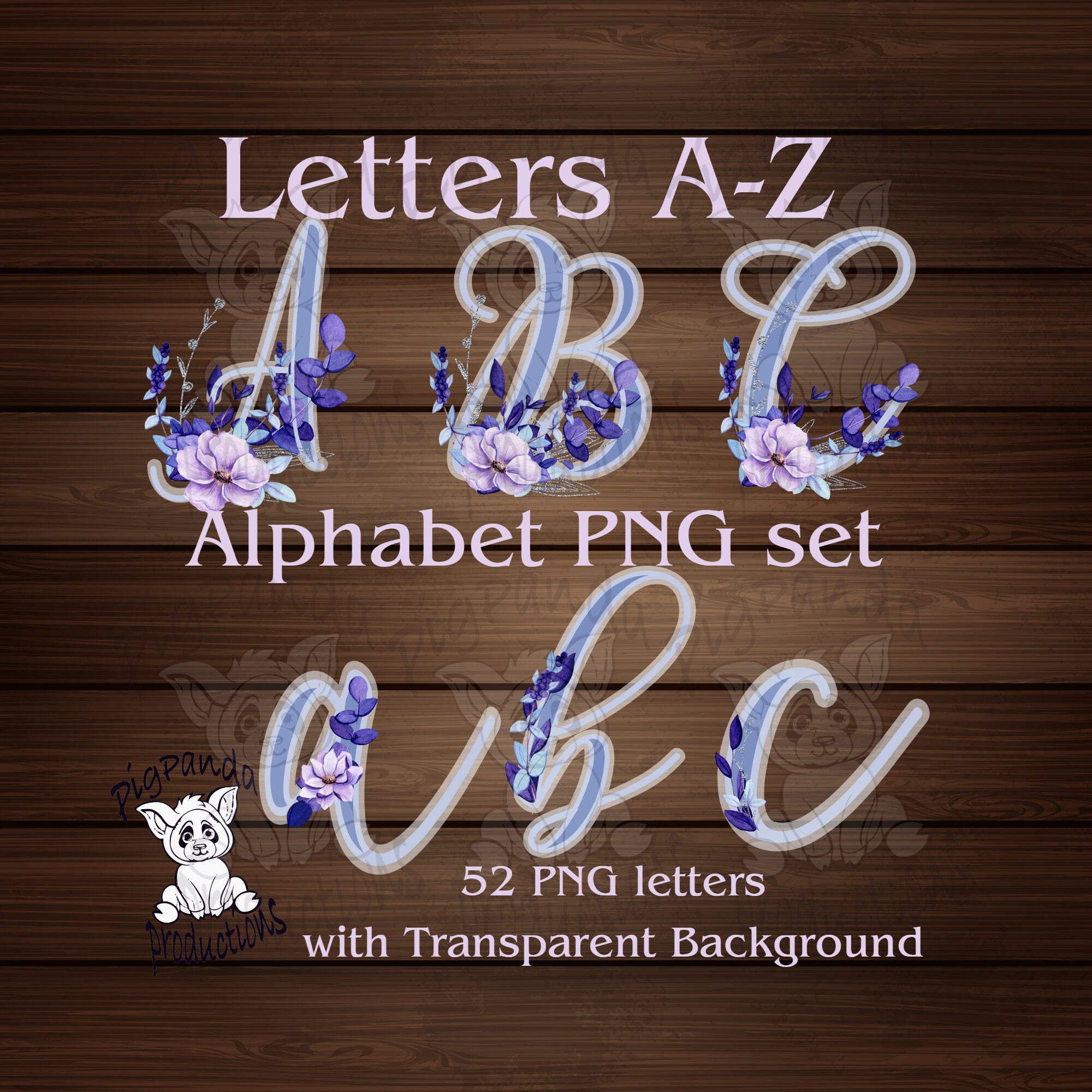 Purple Floral Cursive PNG Letters A-Z PNG Alphabet Personal Wedding ...