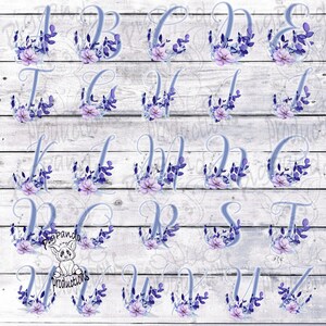 Purple Floral Cursive PNG Letters A-Z PNG Alphabet Personal Wedding ...