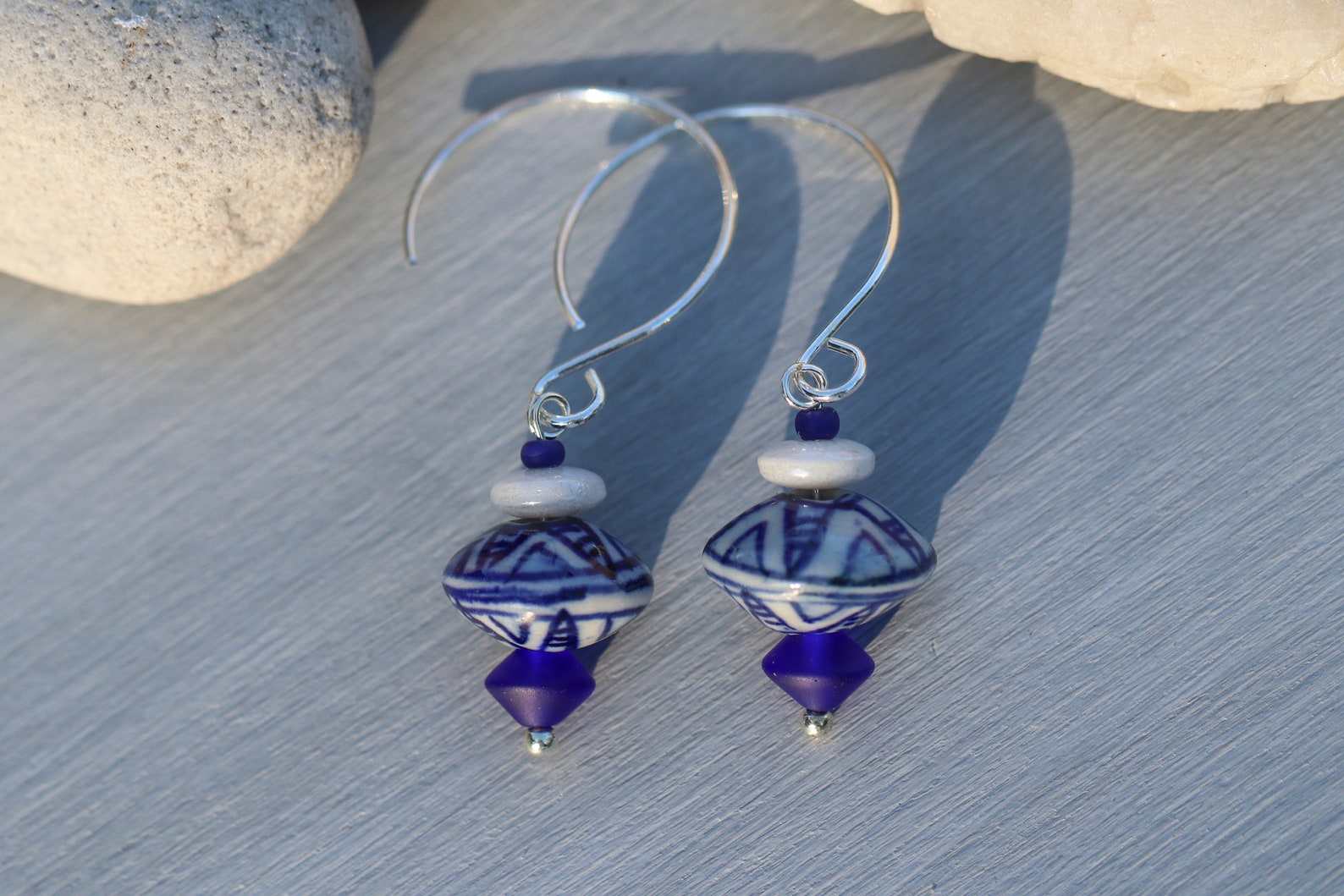 Delft Blue Earrings Ceramic Dangle Earrings Delft Jewelry - Etsy