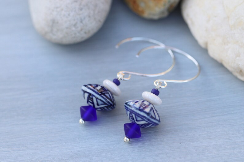 Delft Blue Earrings Ceramic Dangle Earrings Delft Jewelry - Etsy