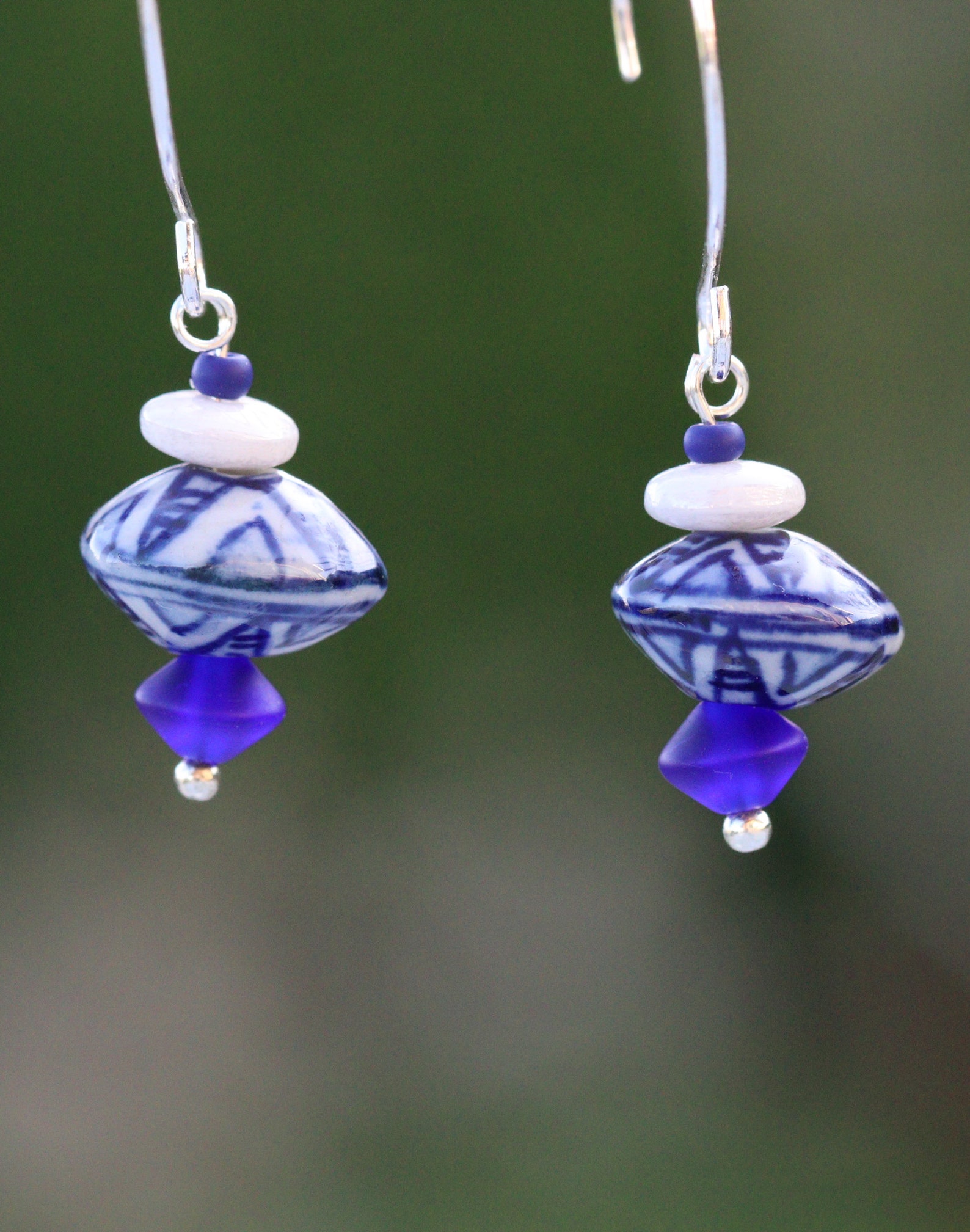 Delft blue earrings Ceramic dangle earrings Delft jewelry | Etsy