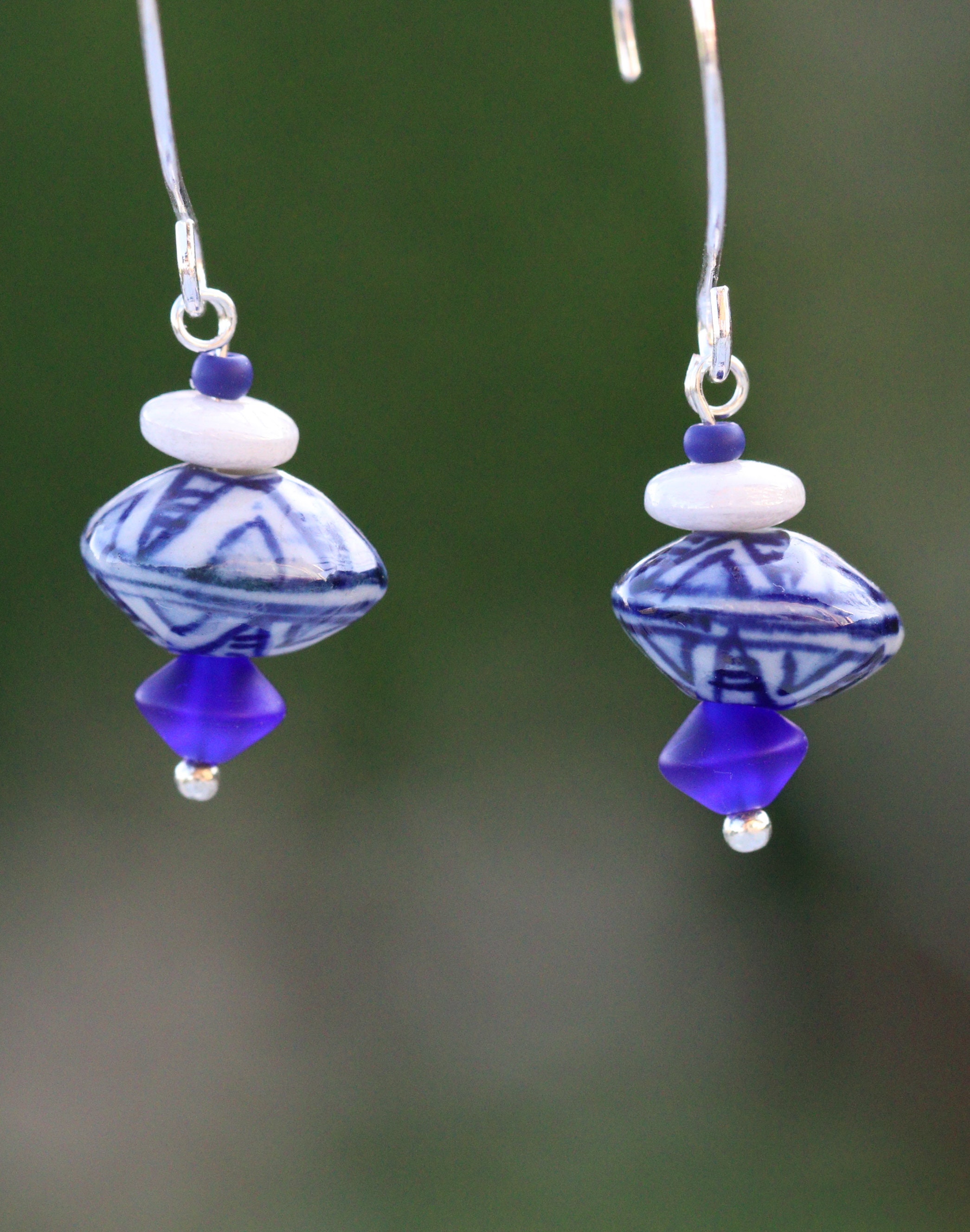 Delft blue earrings Ceramic dangle earrings Delft jewelry | Etsy