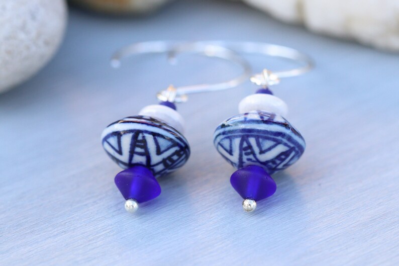 Delft Blue Earrings Ceramic Dangle Earrings Delft Jewelry - Etsy