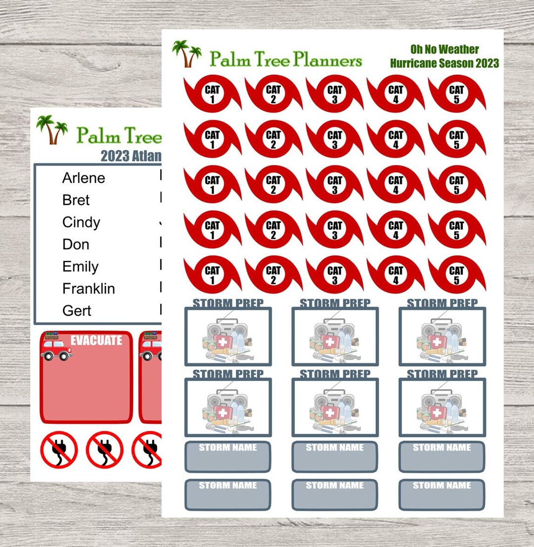 2023 Hurricane Season Planner Stickers Atlantic or Pacific - Etsy
