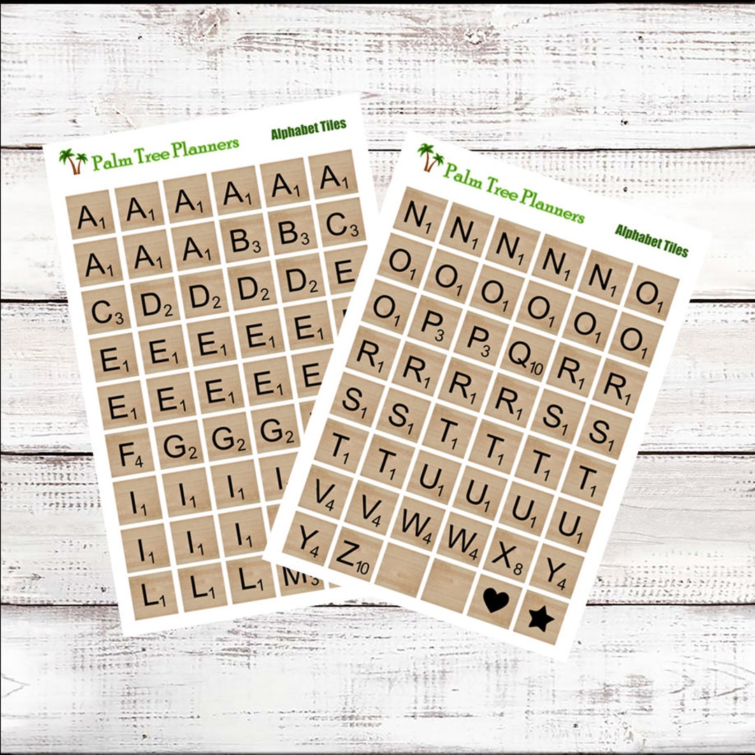 Alphabet Tiles Planner Stickers Complete Set - Etsy