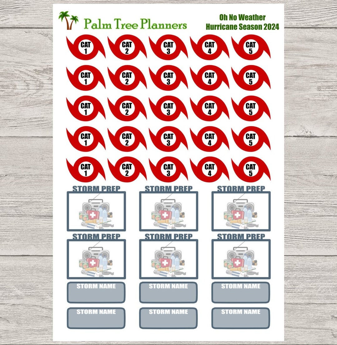 2025 Hurricane Season Planner Stickers Atlantic or Pacific Oh No ...