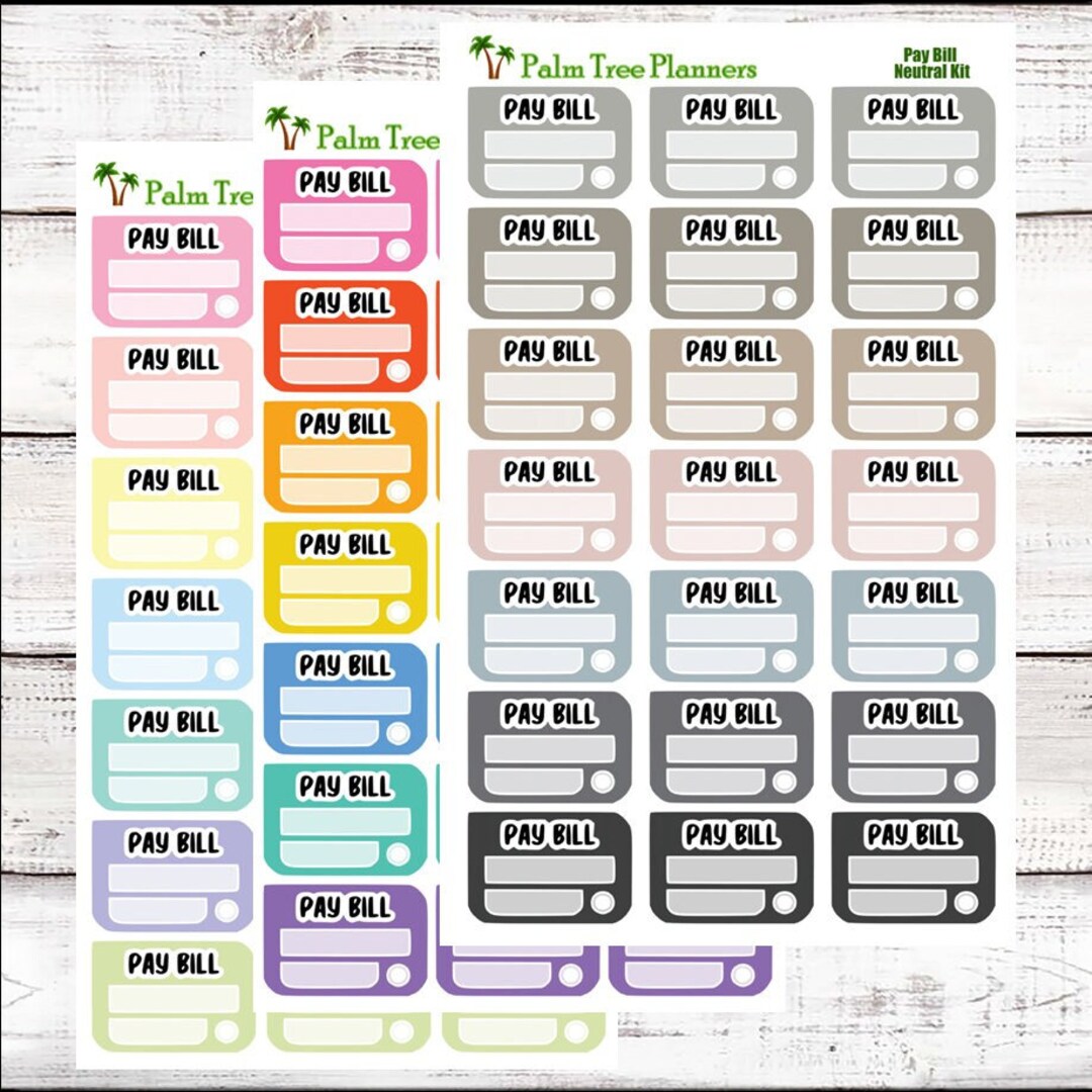 Pay Bill Planner Stickers Pastel, Bright Neutral Classic or A5 - Etsy