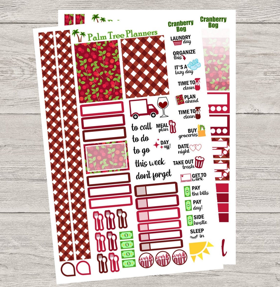 Cranberry Bog Planner Stickers Mini Kit Fall Autumn - Etsy