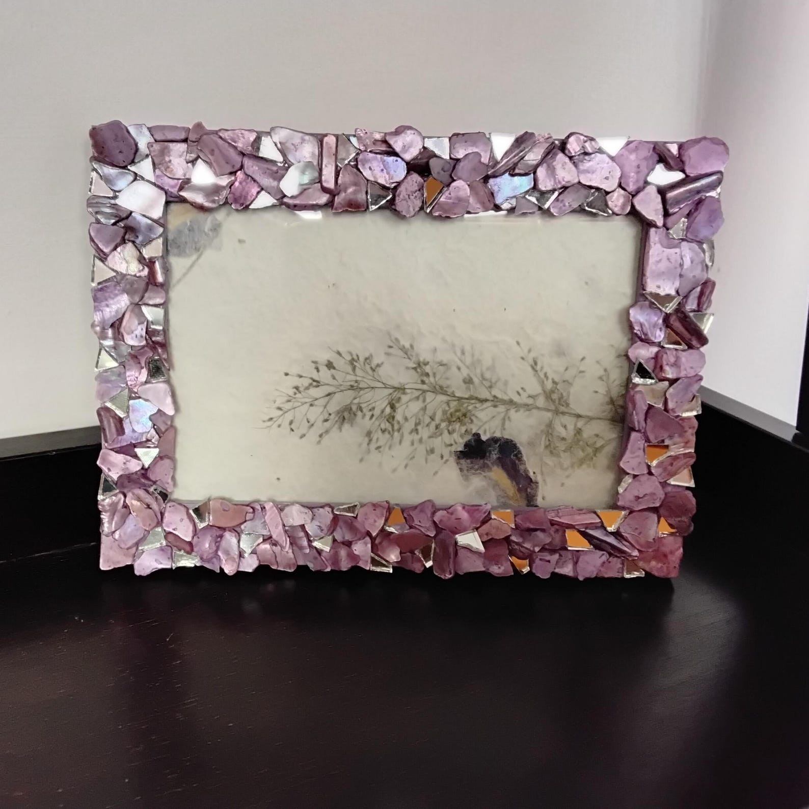 Purple Lavender-stained Abalone Shell and Mirror Vertical or Horizontal ...