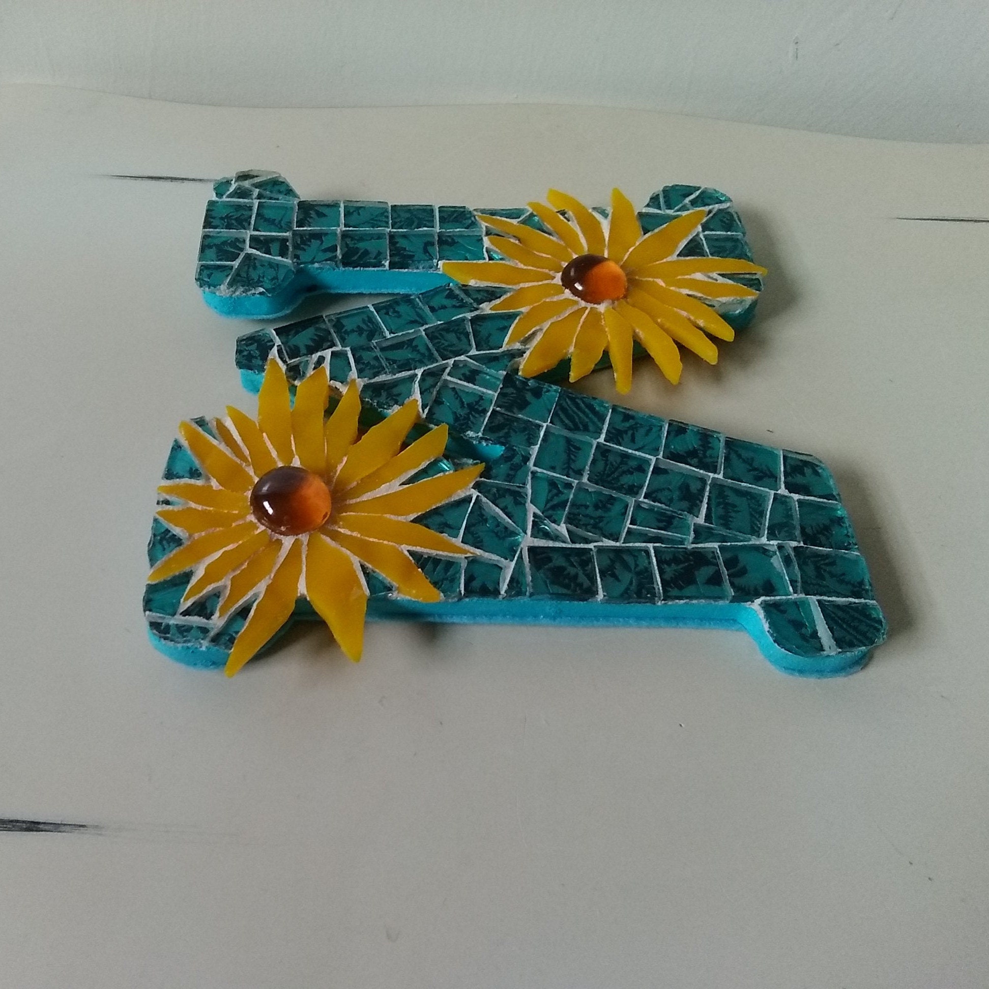 Mosaic Stained Glass and Blue Van Gogh Glass Hanging or Standing ...