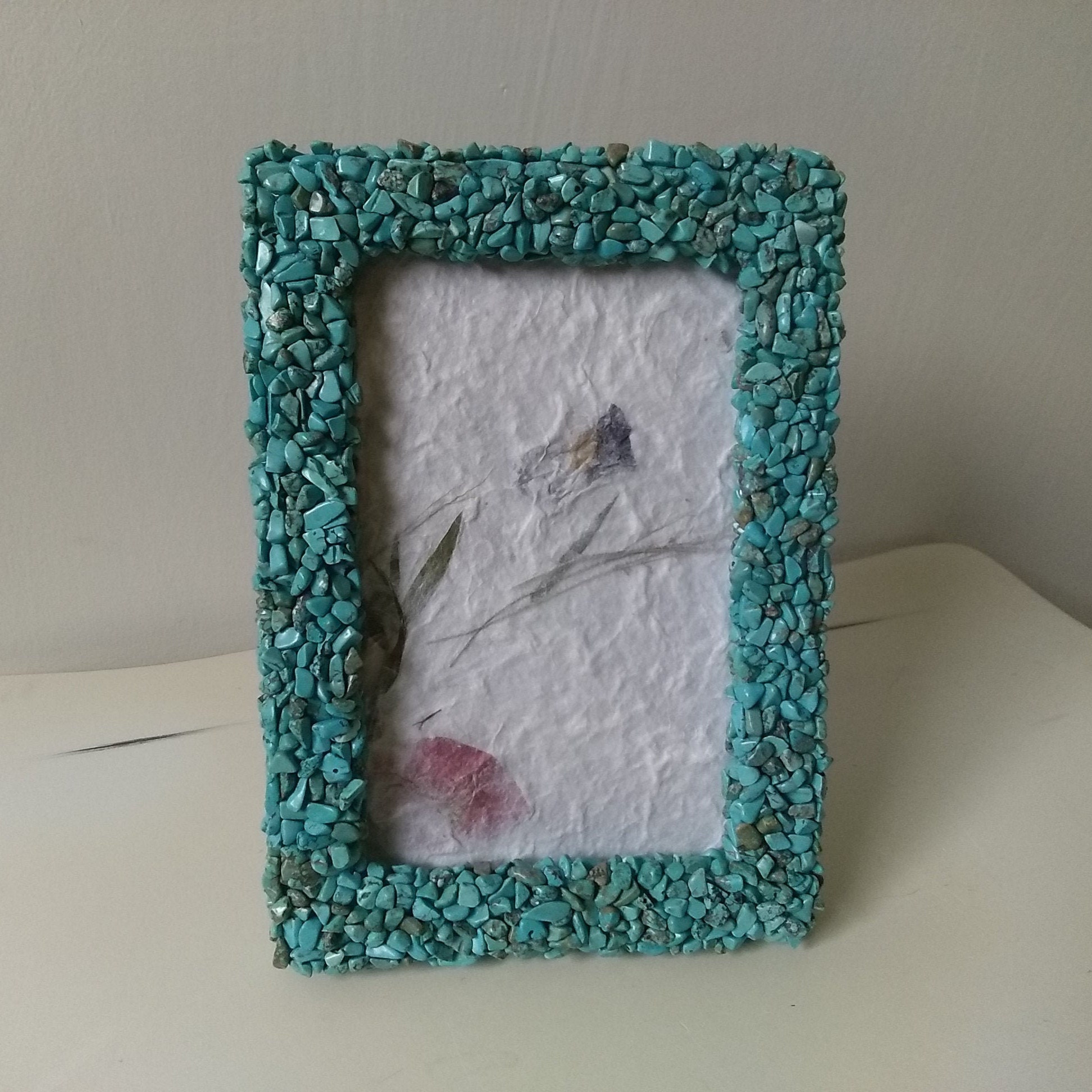 Turquoise Stone Encrusted 4 x 6 Standing or Hanging, Horizontal or ...