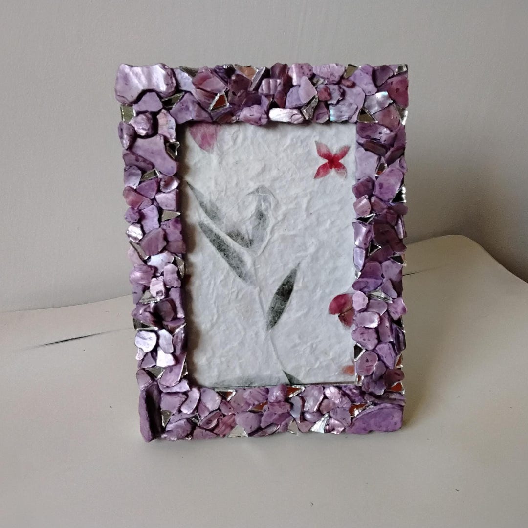 Purple Lavender-stained Abalone Shell and Mirror Vertical or Horizontal ...