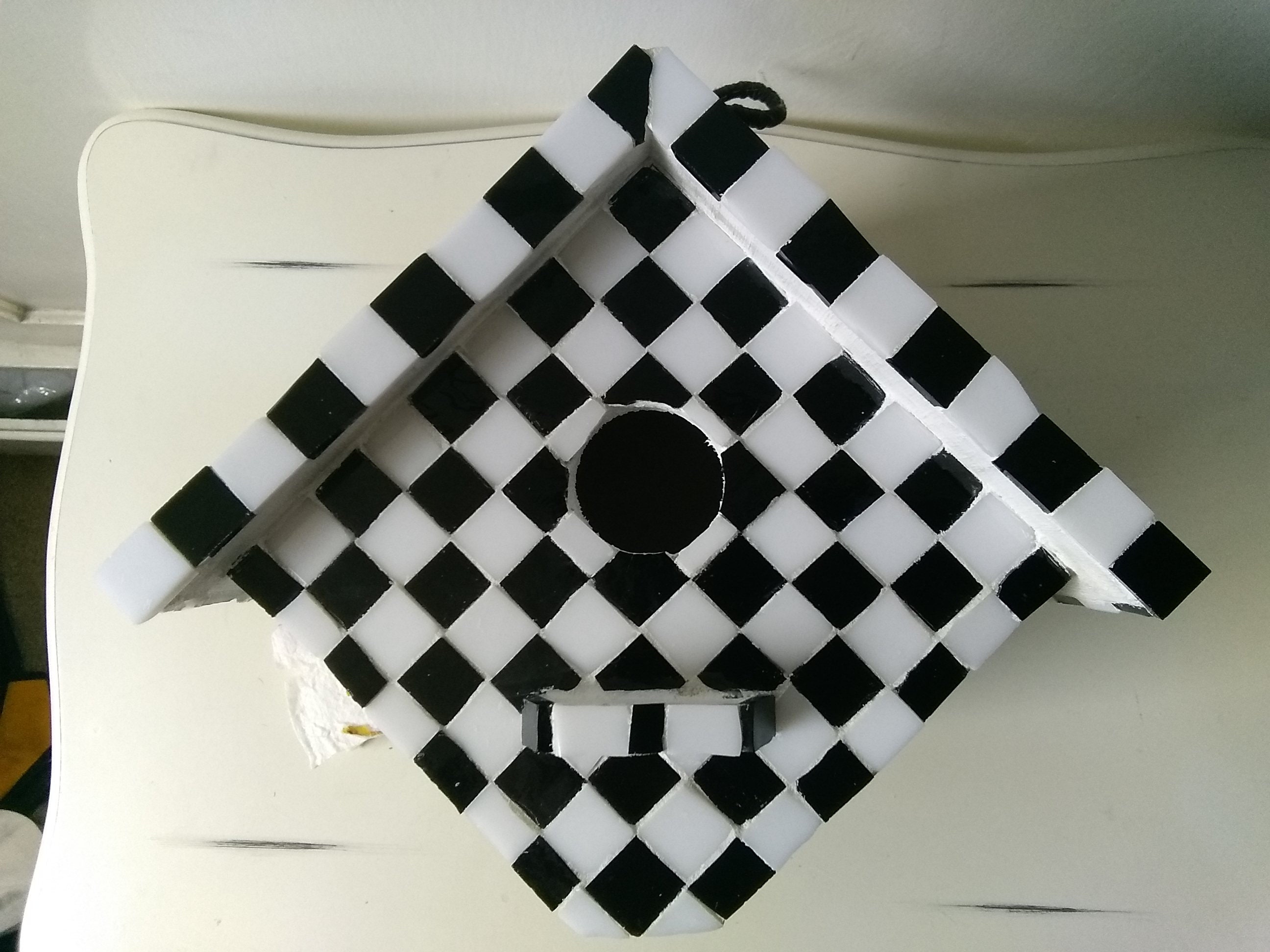 Checkerboard Black and White Stained Glass Large Inside or Outside ...