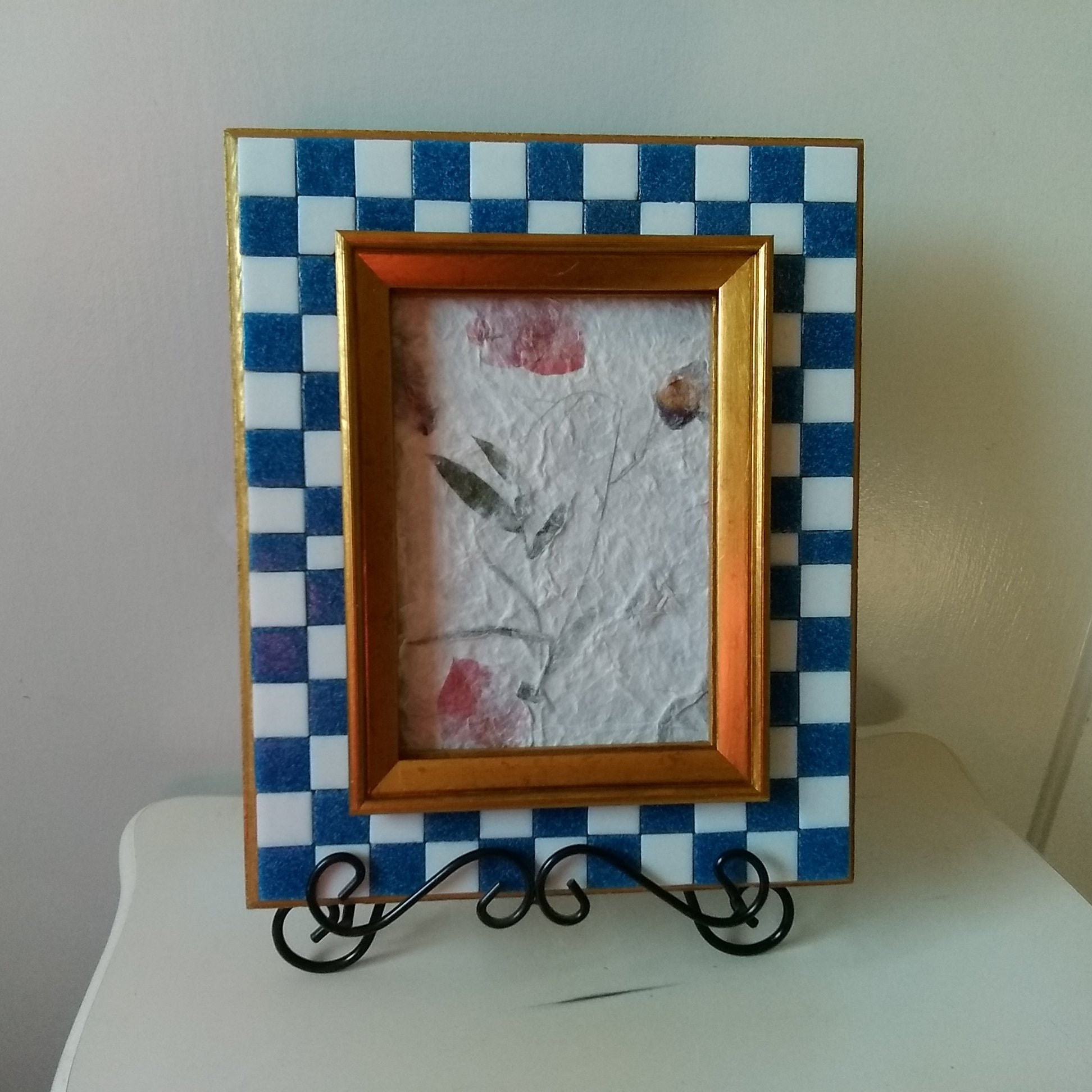 Blue and White Checkerboard Horizontal or Vertical, Standing or Hanging ...