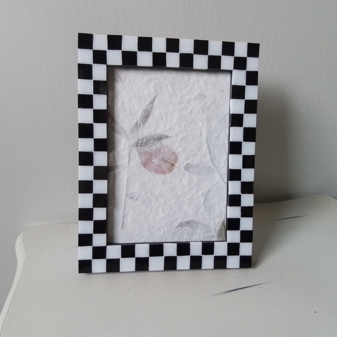Mosaic Stained Glass Black and White Checkerboard/checkered Hanging or ...