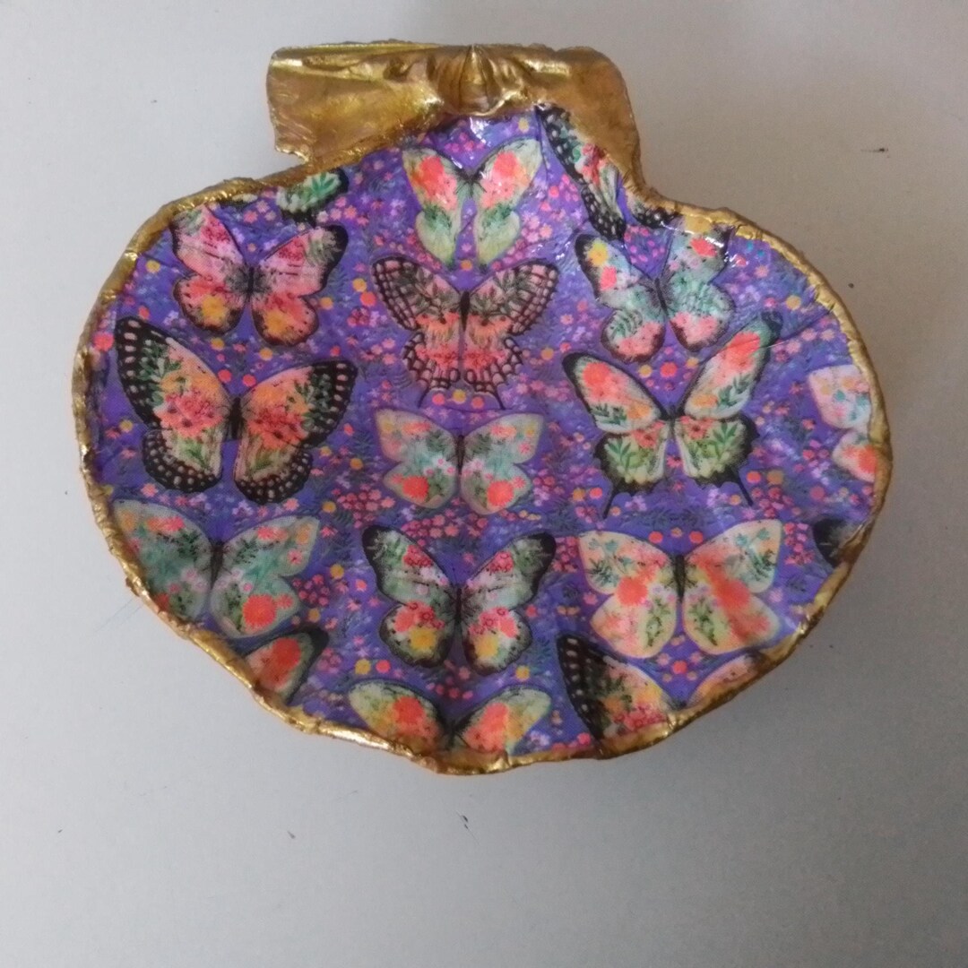 Colorful Butterfly Gold Leaf Edged and Lacquered, Jewelry, Keepsake ...