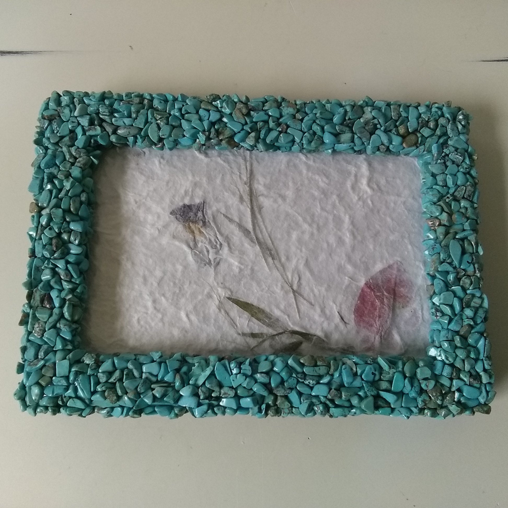 Turquoise Stone Encrusted 4 x 6 Standing or Hanging, Horizontal or ...