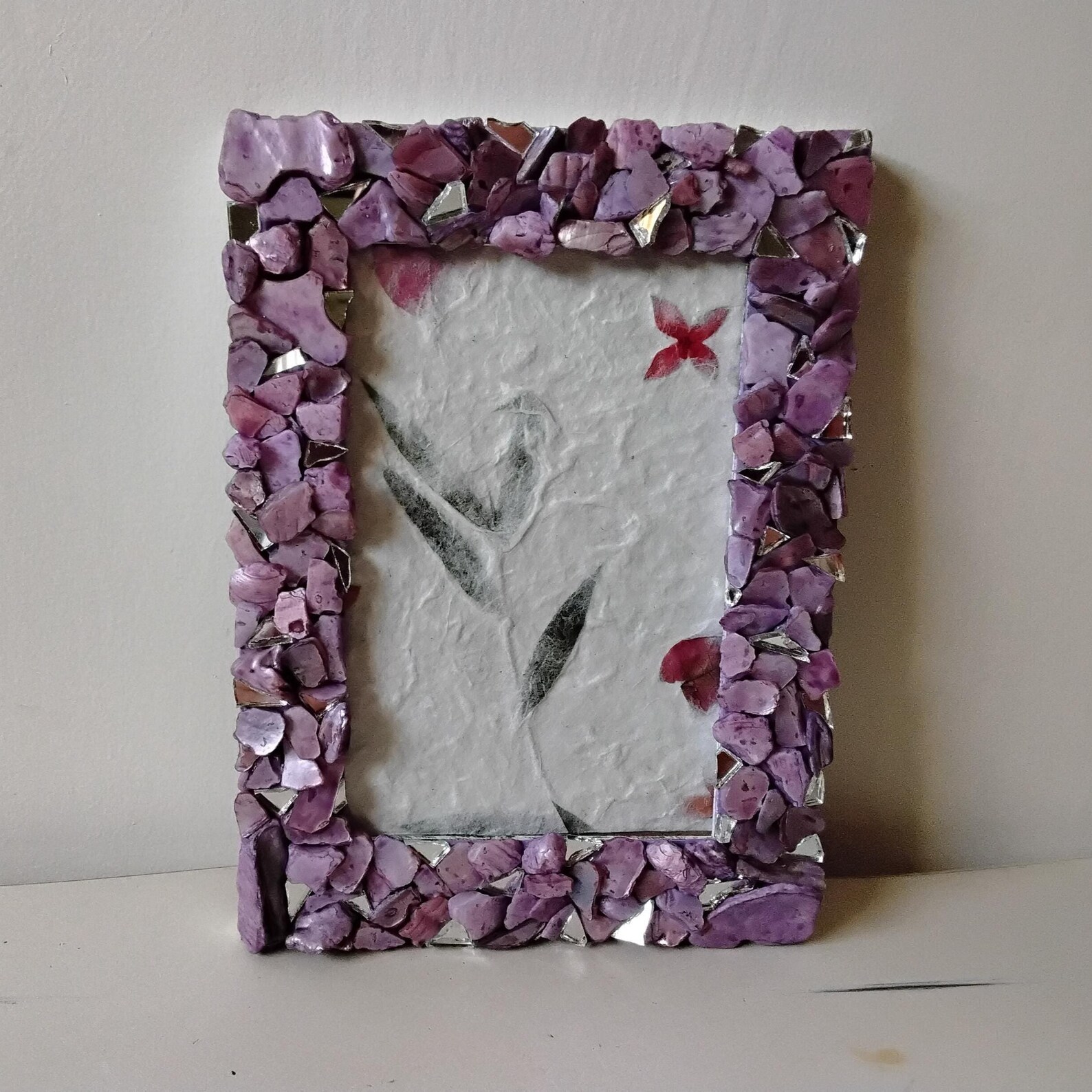 Purple Lavender-stained Abalone Shell and Mirror Vertical or Horizontal ...