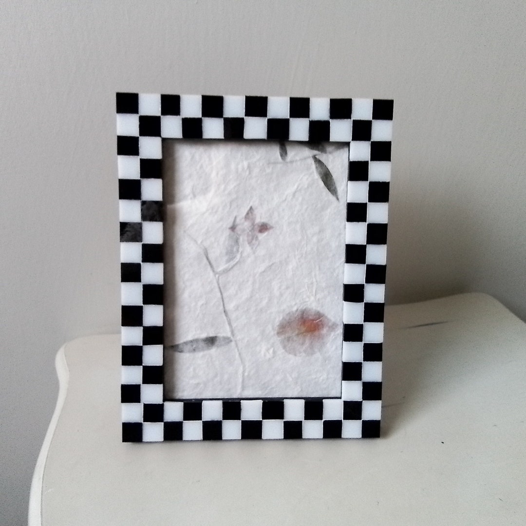Mosaic Stained Glass Black and White Checkerboard/checkered - Etsy