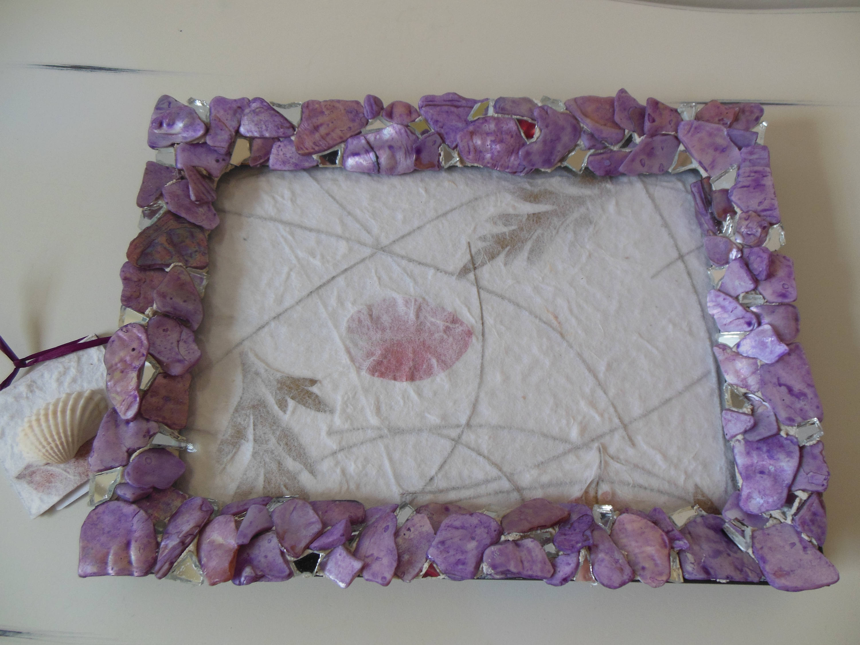 Sparkling Lilac Purple Stained Abalone Shell and Mirrored 5 x 7 ...