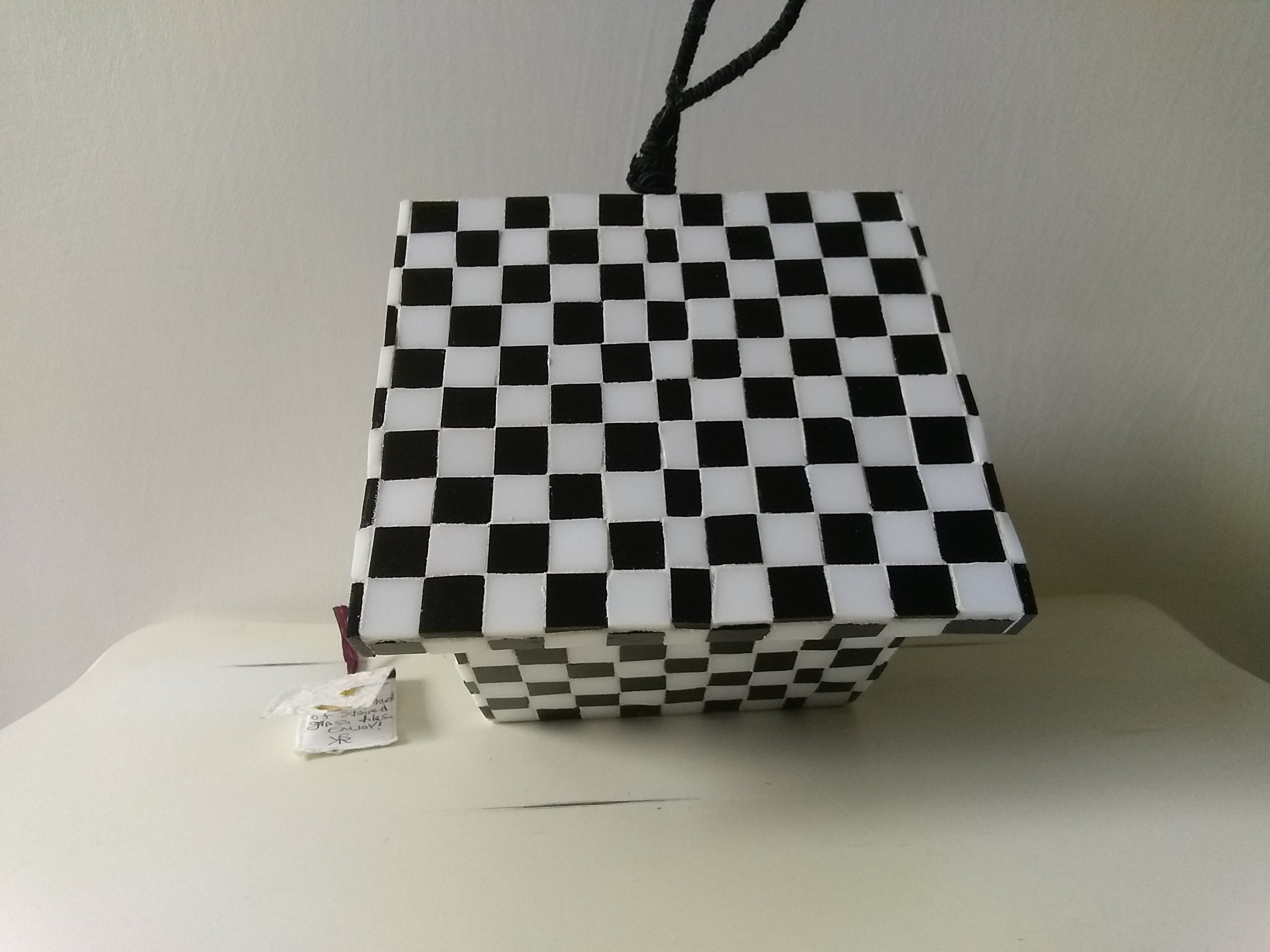 Checkerboard Black and White Stained Glass Large Inside or Outside ...